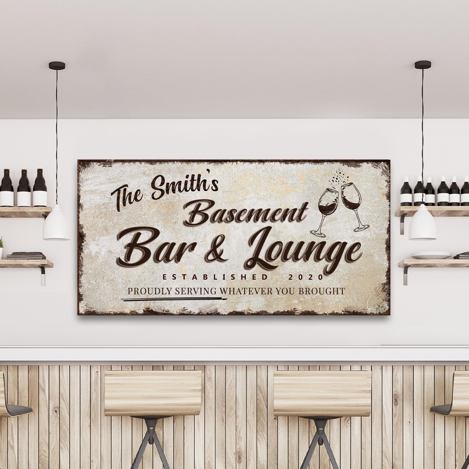Basement Bar Sign | Personalized Bar and Lounge Sign | Family Last Name ...