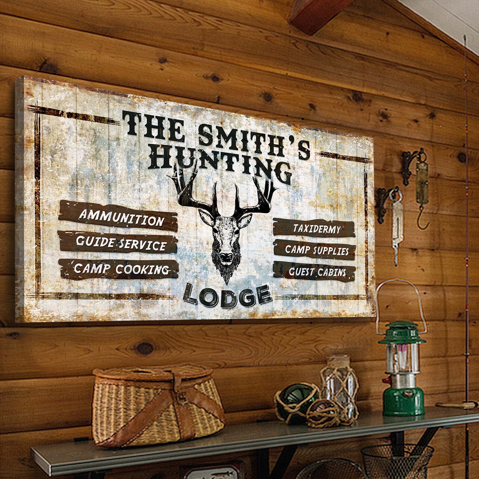 Hunting Lodge Wall Decor Custom Name Sign Family Canvas Print | Etsy