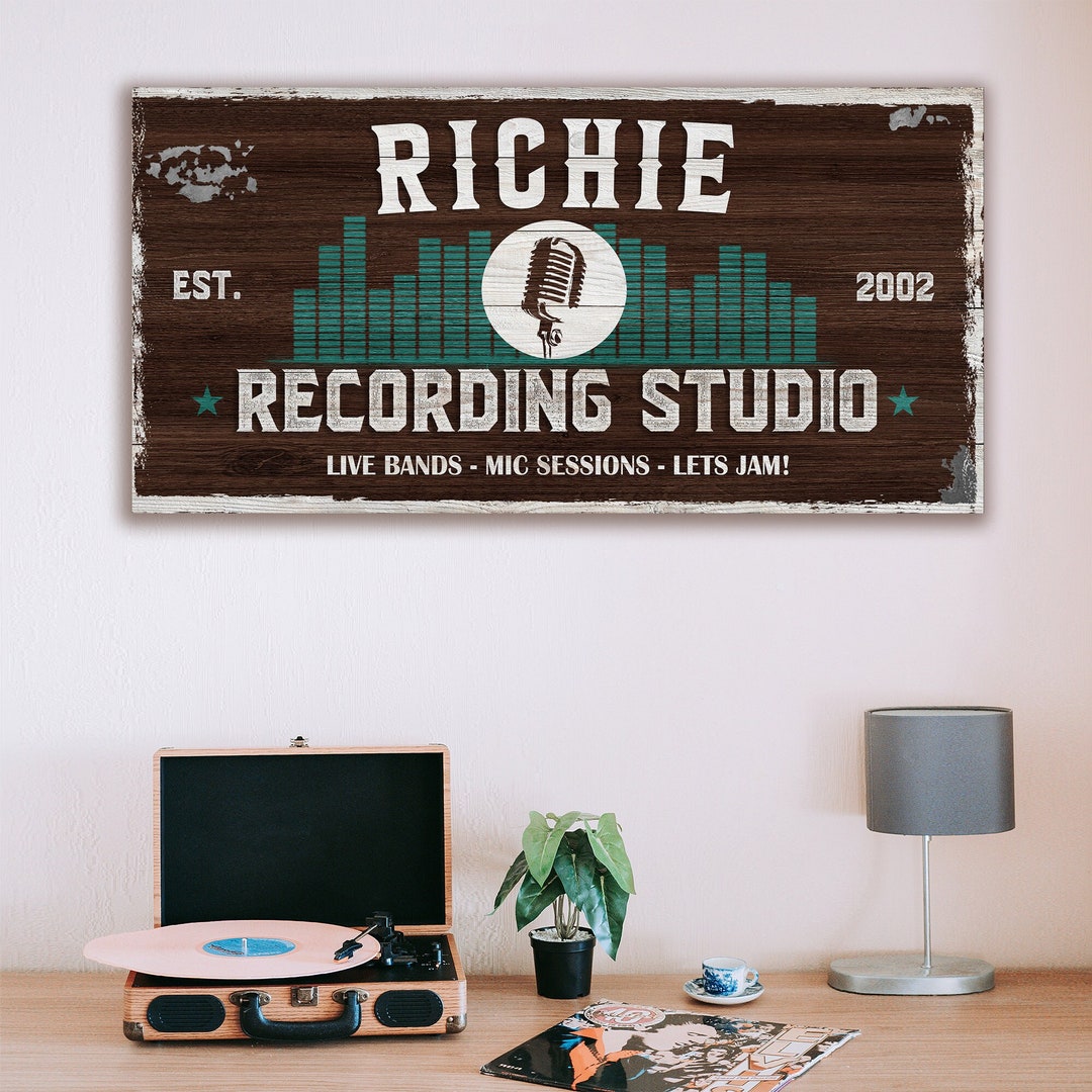 Recording Studio Sign | Personalized Recording Room Wall Art | Vintage ...