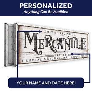Personalized Mercantile Sign | Family Name Sign Wall Art | Trading ...