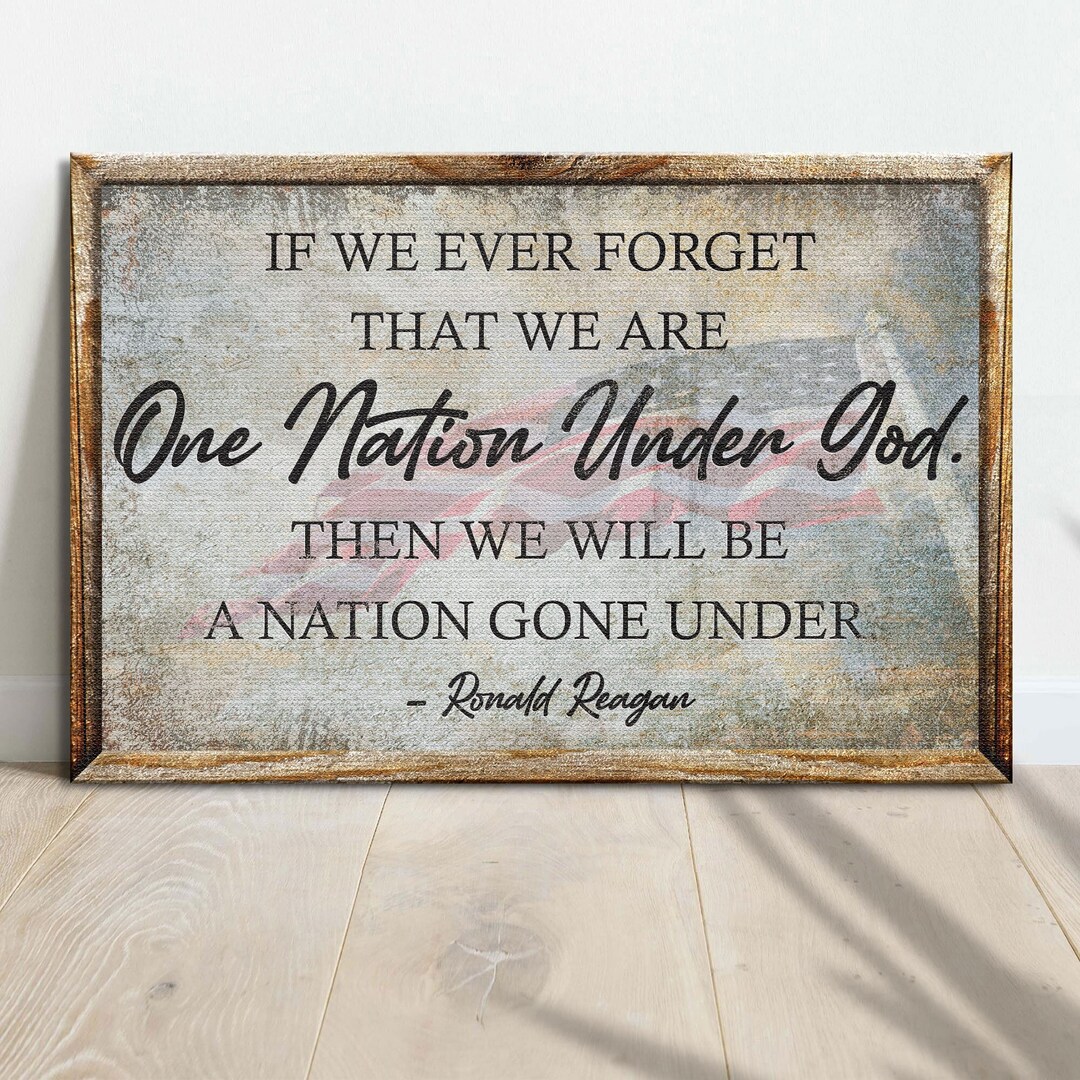 One Nation Under God Sign | Ronald Reagan Quote | Patriotic Wall Decor ...