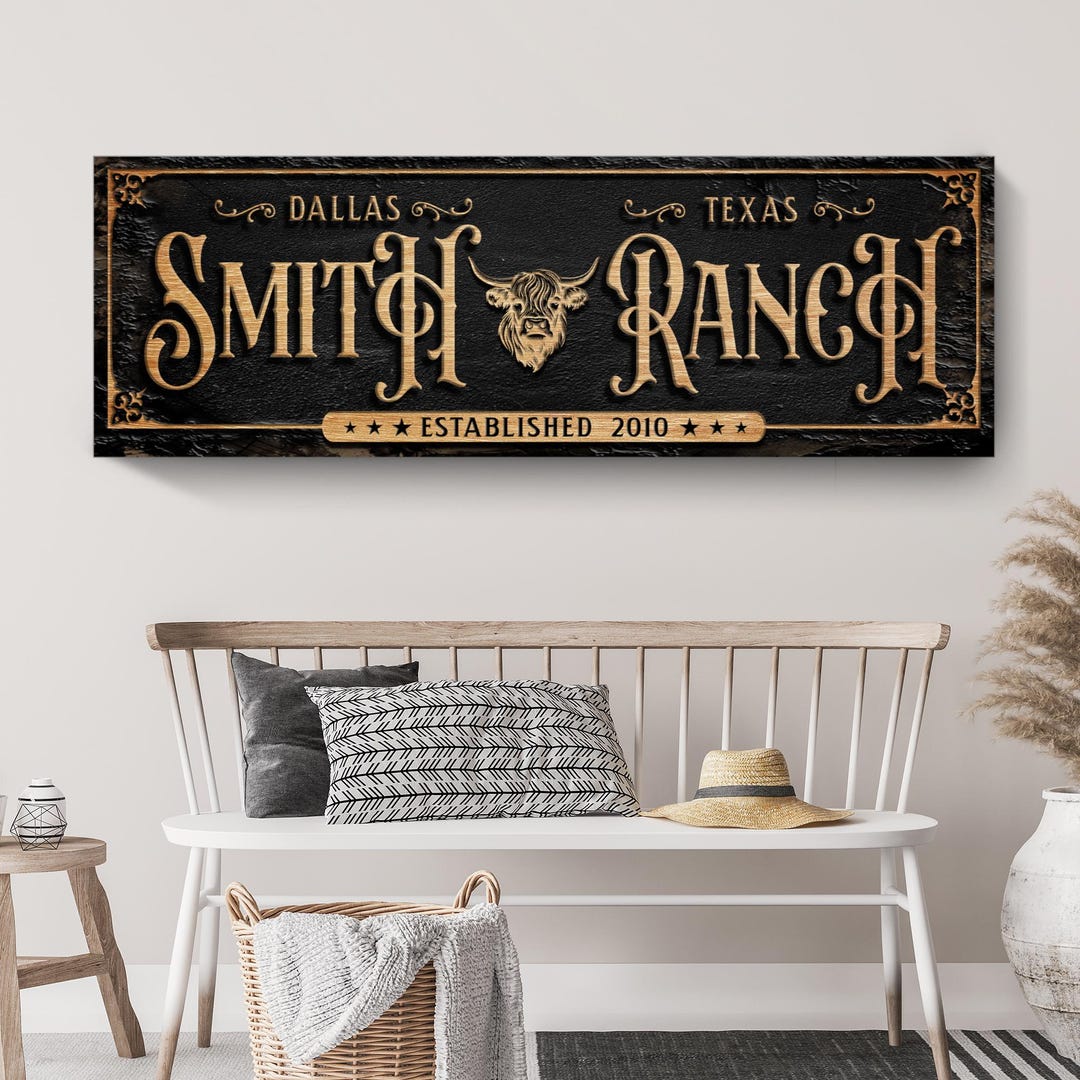 Cattle Ranch Canvas Sign | Farmhouse Cattle Sign Ranch Wall Art ...