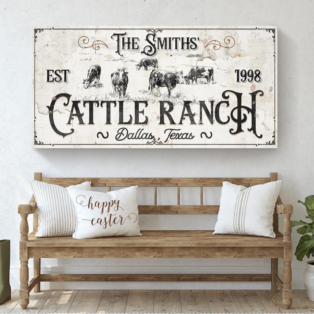 Cattle Sign Ranch Wall Decor | Farmhouse Cattle Ranch Sign | Rustic ...