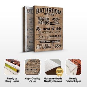 Bathroom Rules Sign | Farmhouse Bathroom Sign | Custom Rules Toilet ...