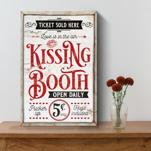 Valentines Day Decor | Kissing Booth Sign | Modern Farmhouse Wall Decor ...