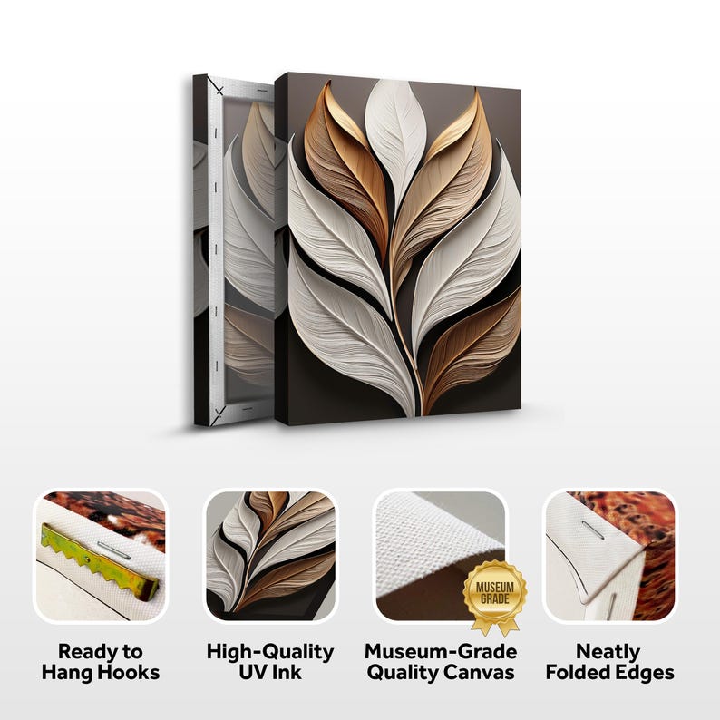 Elegant Leaf Wall Art | Abstract Leaf Canvas Print | Minimalist Nature ...