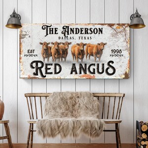 Red Angus Cattle Sign | Cattle Ranch Wall Sign | Cow Sign Farm Sign ...