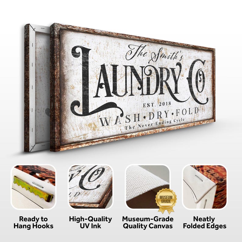 Personalized Laundry Room Decor | Farmhouse Laundry Sign | Vintage ...