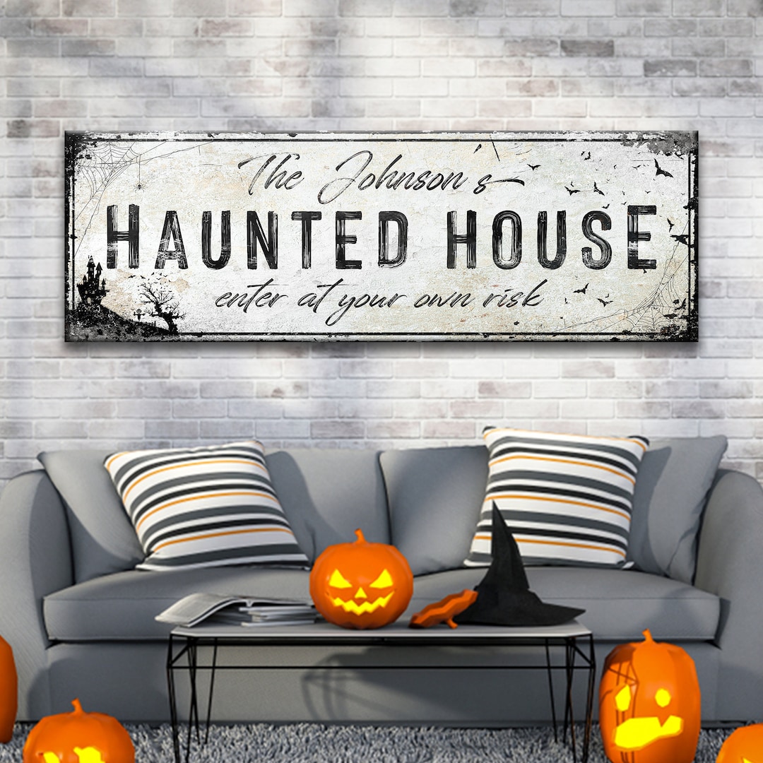 Halloweed Sign Haunted House, Personalized Halloween Family Sign ...