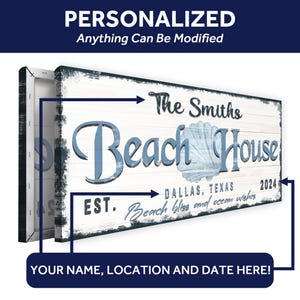 Personalized Beach Sign Canvas Decor | Custom Beach House Sign ...