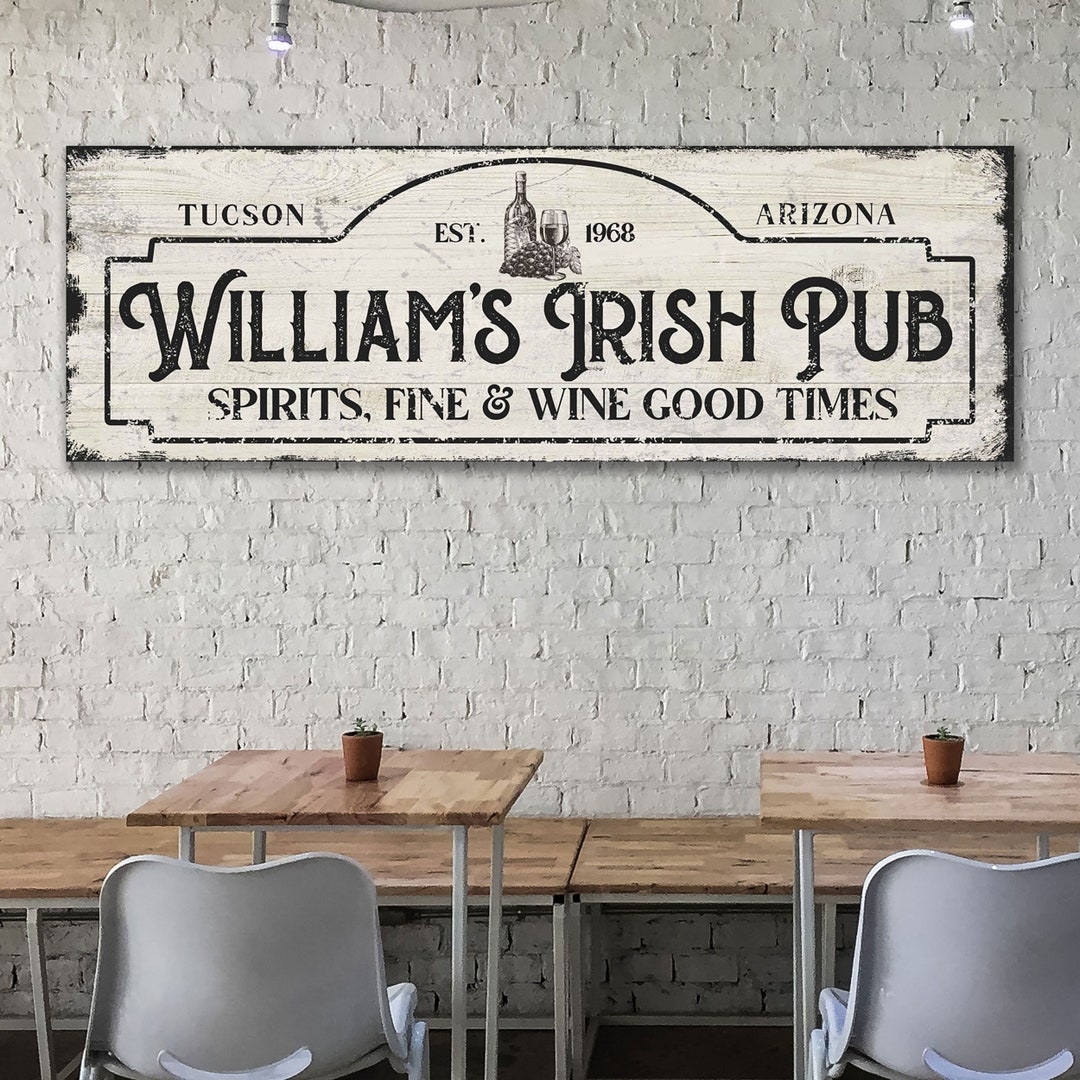 Irish Pub Sign | Custom Bar Sign Gift for Him | Personalized Mancave ...