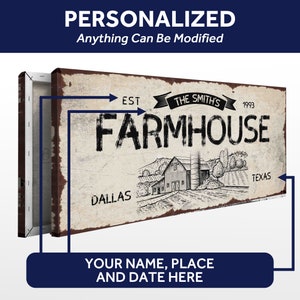 Personalized Farm Sign Modern Farmhouse Wall Decor Custom Family Name ...