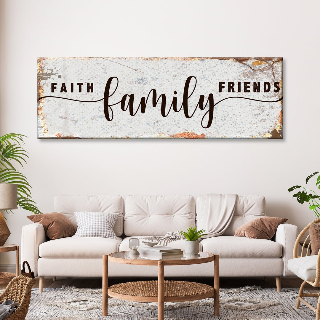 Faith Family Friends | Family Sign | Faith Wall Art Living Room Sign ...