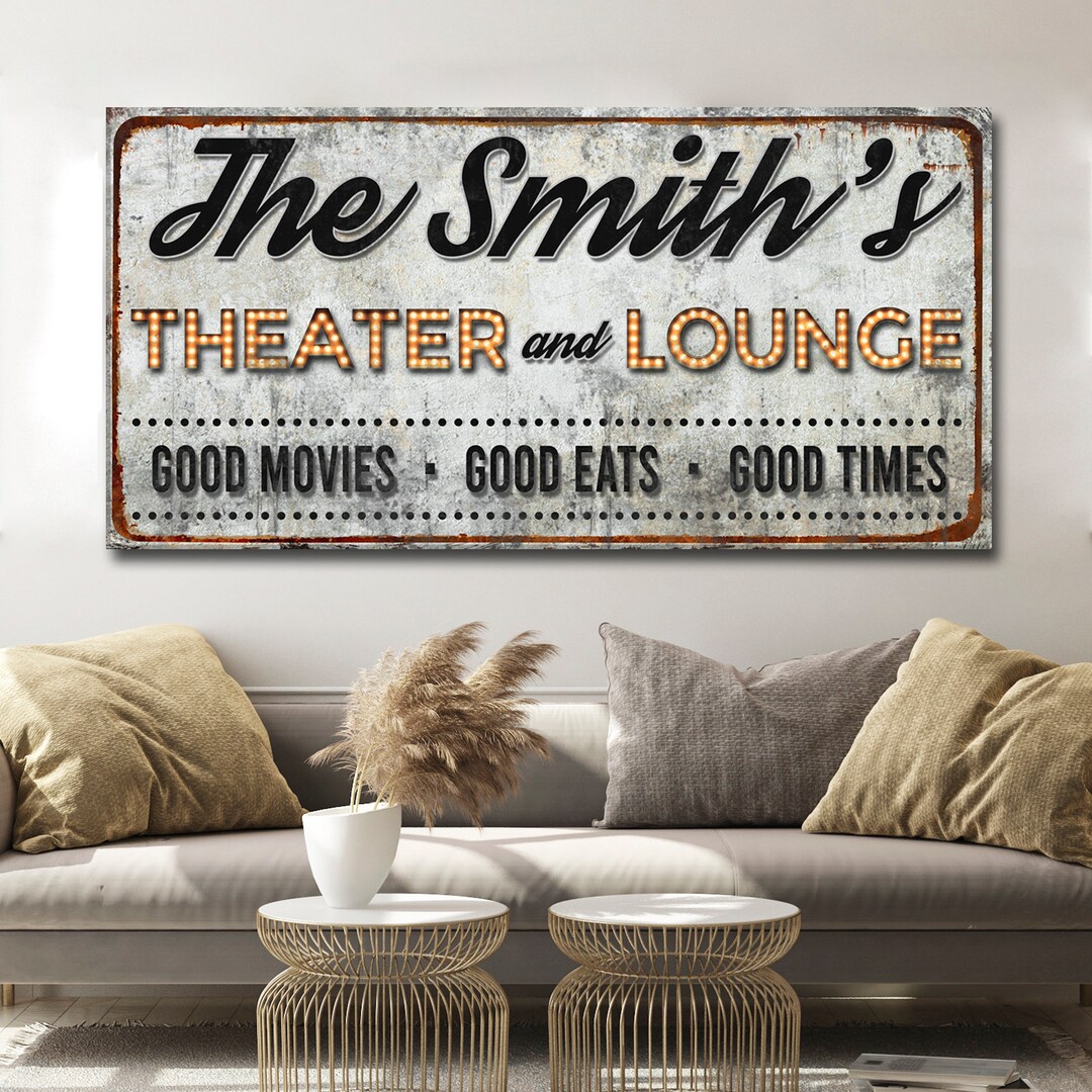 Theater Sign | Personalized Last Name Sign Home Theater Wall Art ...