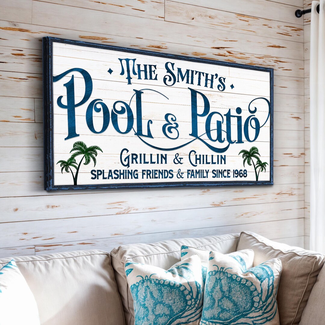 Pool and Patio Sign Wall Art | Personalized Patio Sign Decor ...