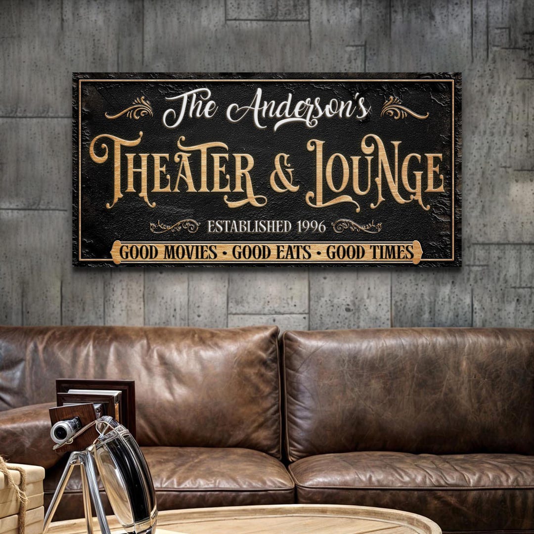 Movie Theater Sign | Custom Family Name Sign | Home Theater Sign ...