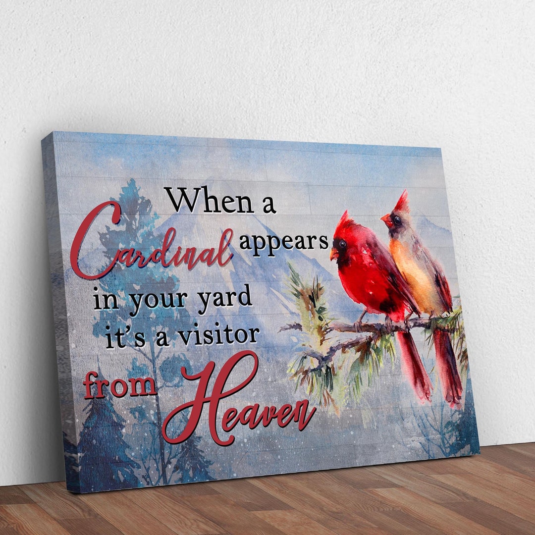 Cardinal Memorial Sign | Cardinal Visitor From Heaven Memorial Canvas ...