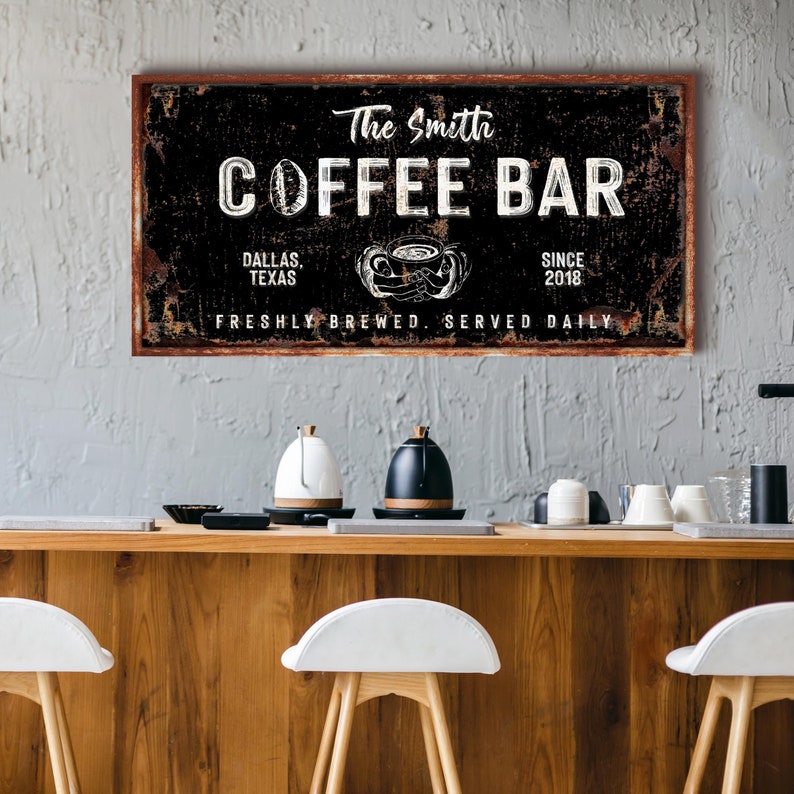 Coffee Bar Sign | Personalized Coffee Sign | Rustic Bar Wall Art Coffee ...