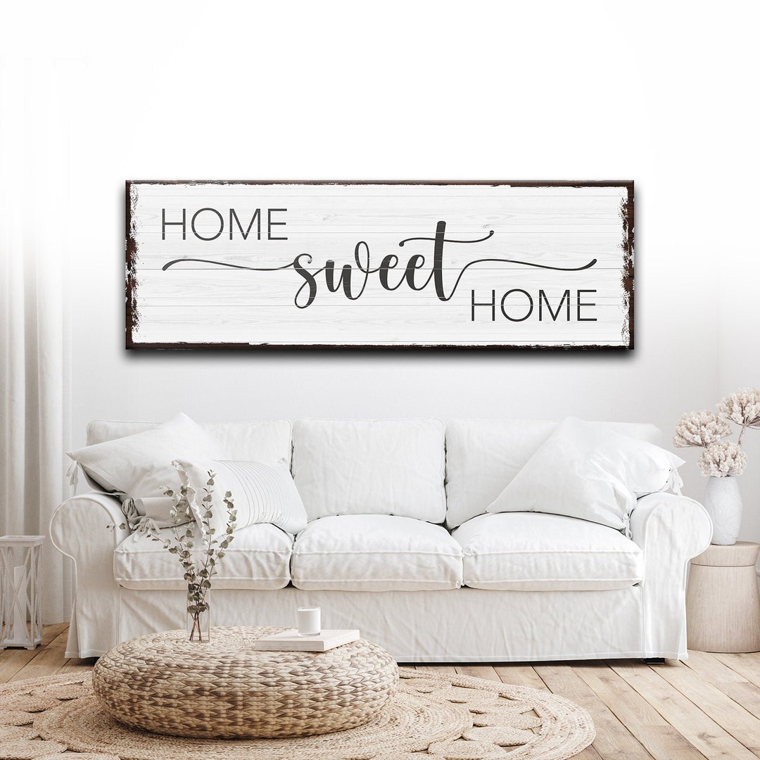 Farmhouse Wall Decor Home Sweet Home Sign Home Wall Art Rustic Canvas ...