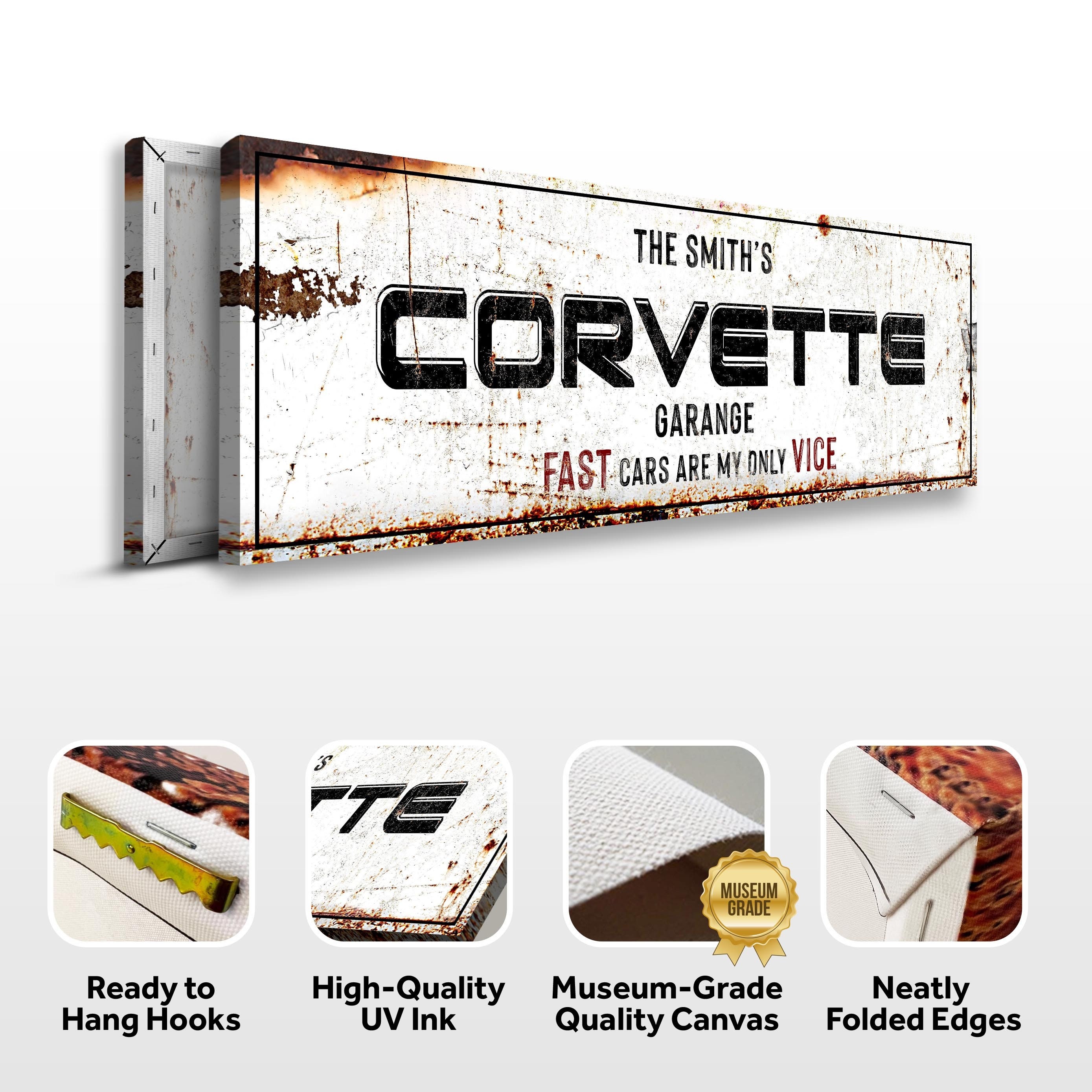 Corvette Sign | Corvette Lovers Canvas Wall Decor | Personalized ...