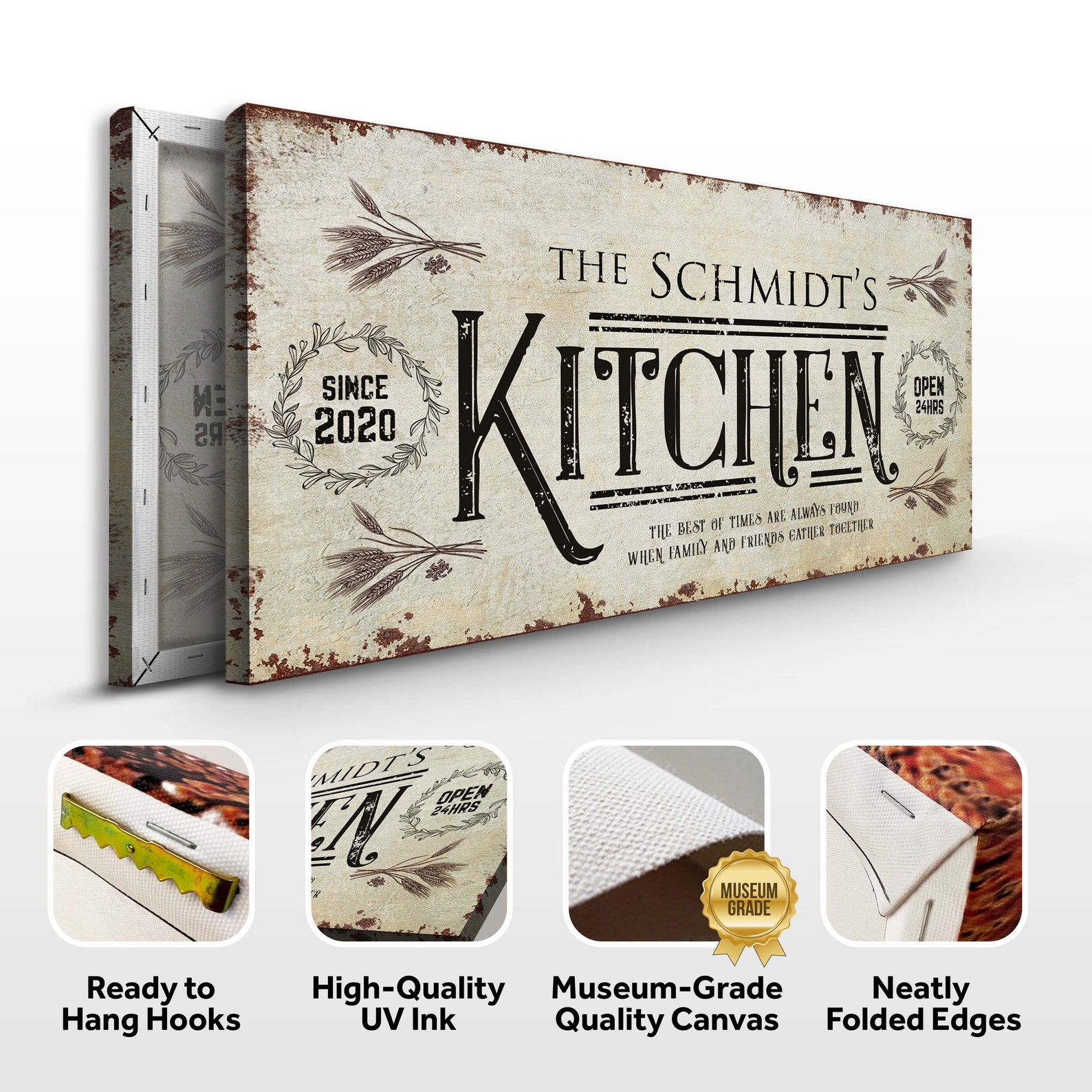 Kitchen Decor Personalized Kitchen Sign Family Name Kitchen Wall Decor ...