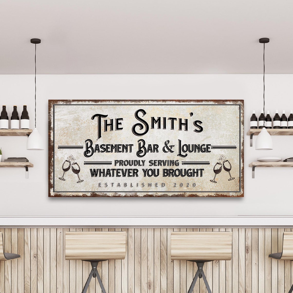 Basement Bar and Lounge Sign Rustic Basement Bar Wall Décor - Etsy