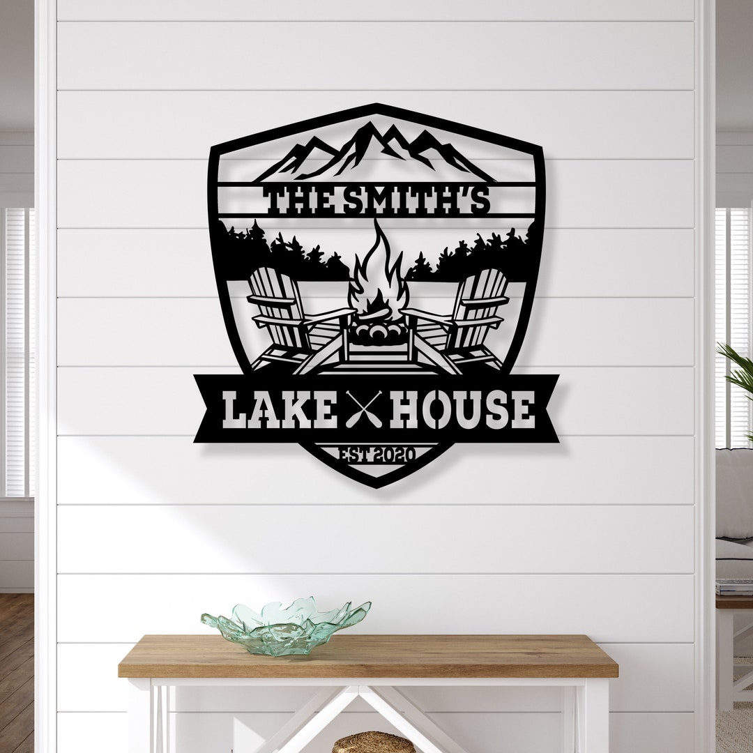 Family Name Lake House Metal Sign | Custom Metal Lake Sign | Lakehouse ...