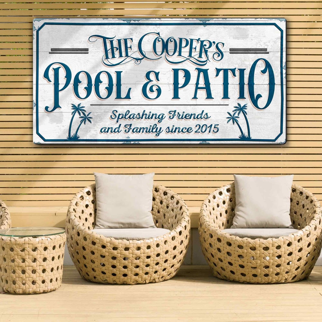 Pool and Patio Canvas Sign Decor | Custom Patio Sign Wall Art ...