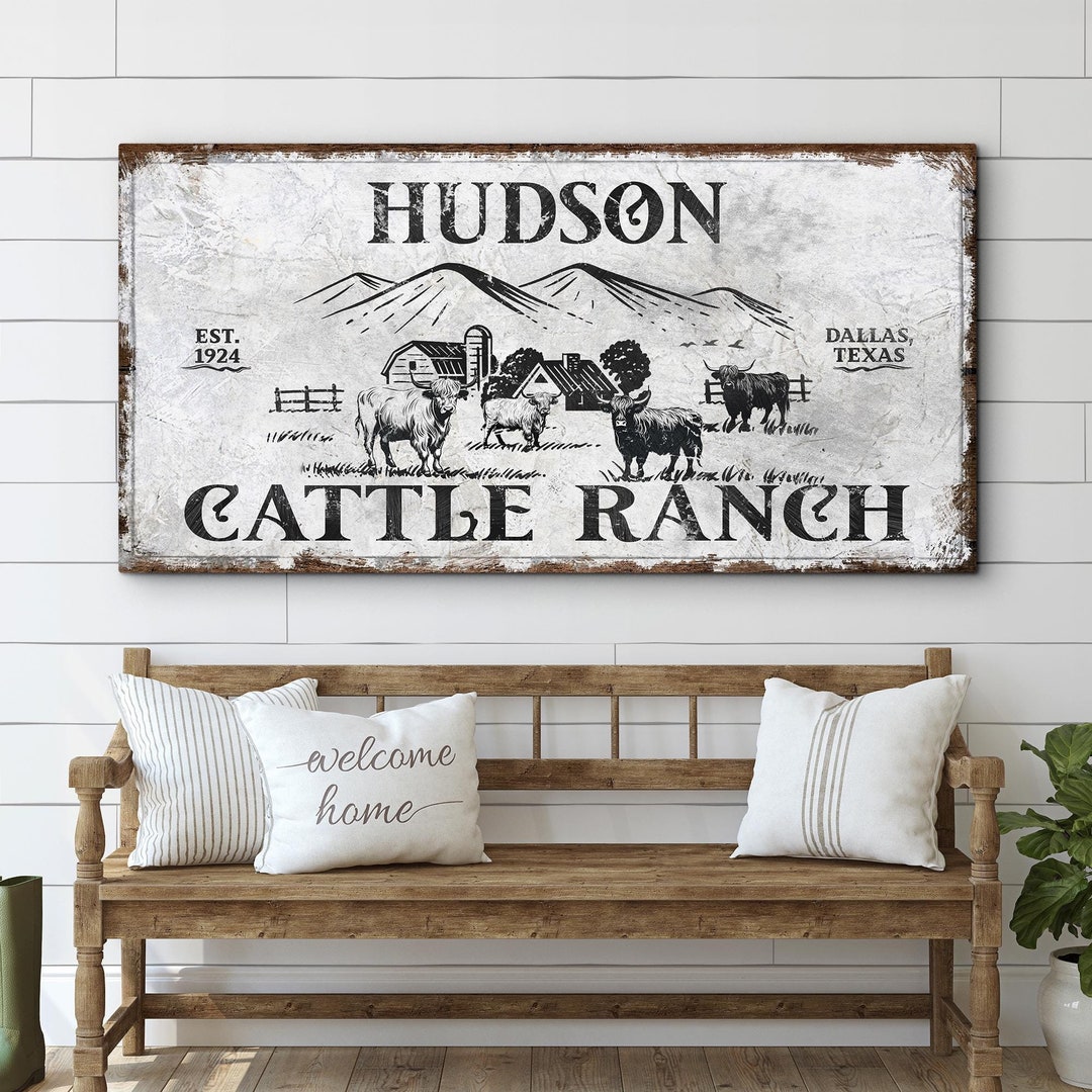 Farmhouse Cattle Sign Ranch Wall Decor | Cattle Ranch Sign | Rustic ...