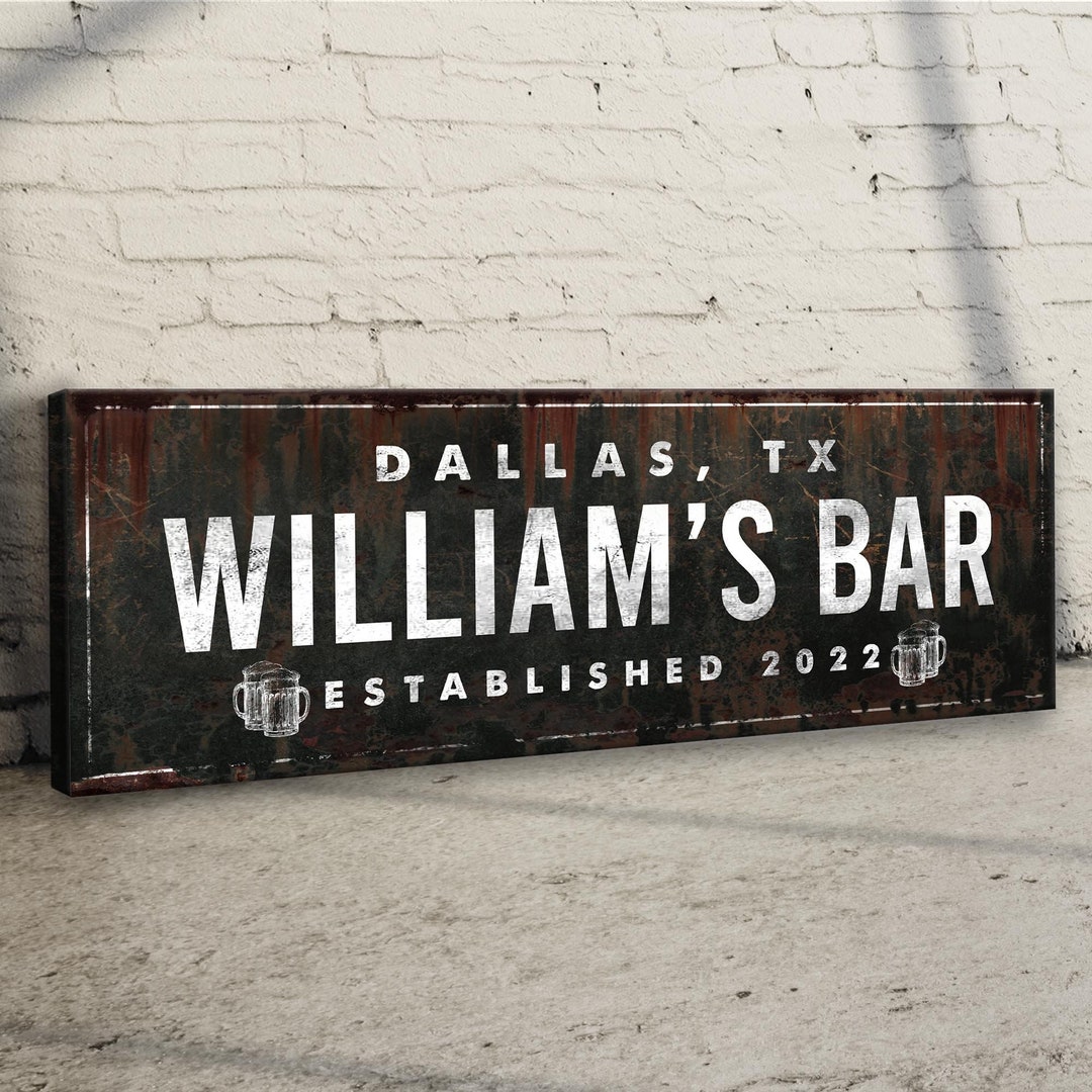 Rustic Bar Sign | Home Bar Decor Wall Art | Established Sign Bar Art ...