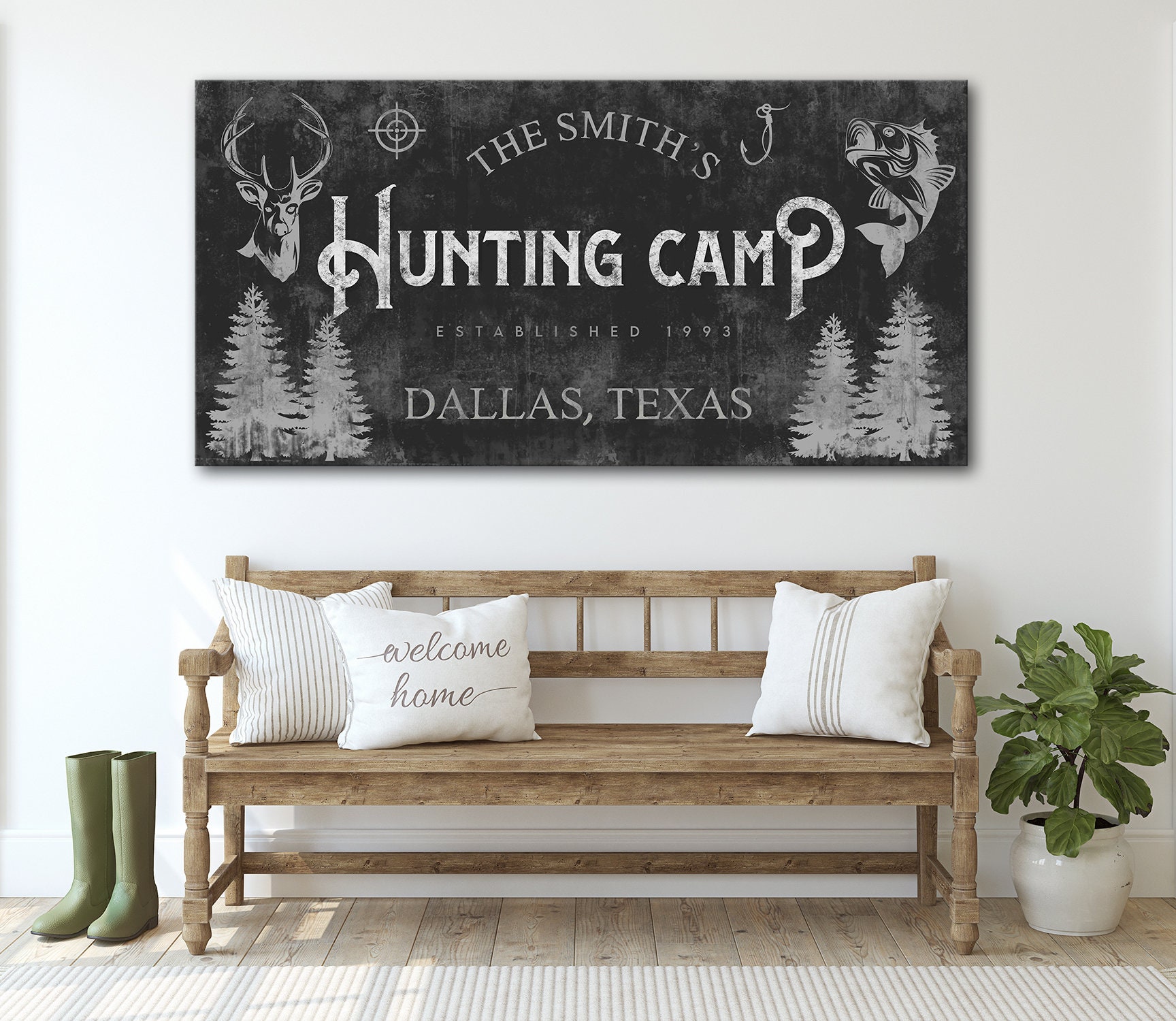 Hunting and Fishing Sign Deer Antler Wall Hunting Sign - Etsy