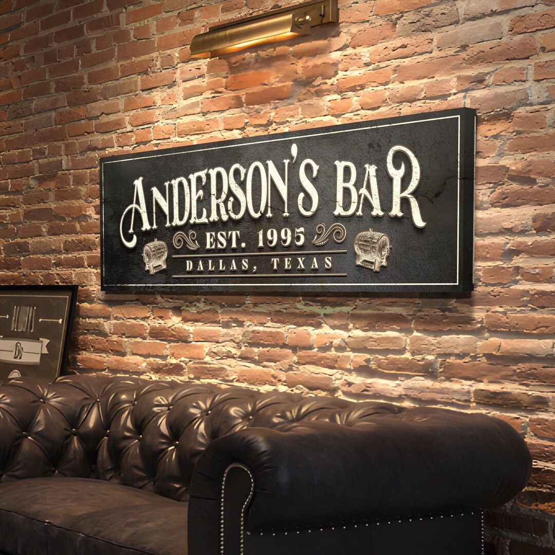 Custom Bar Signs | Personalized Family Name Bar Sign | Man Cave Bar ...