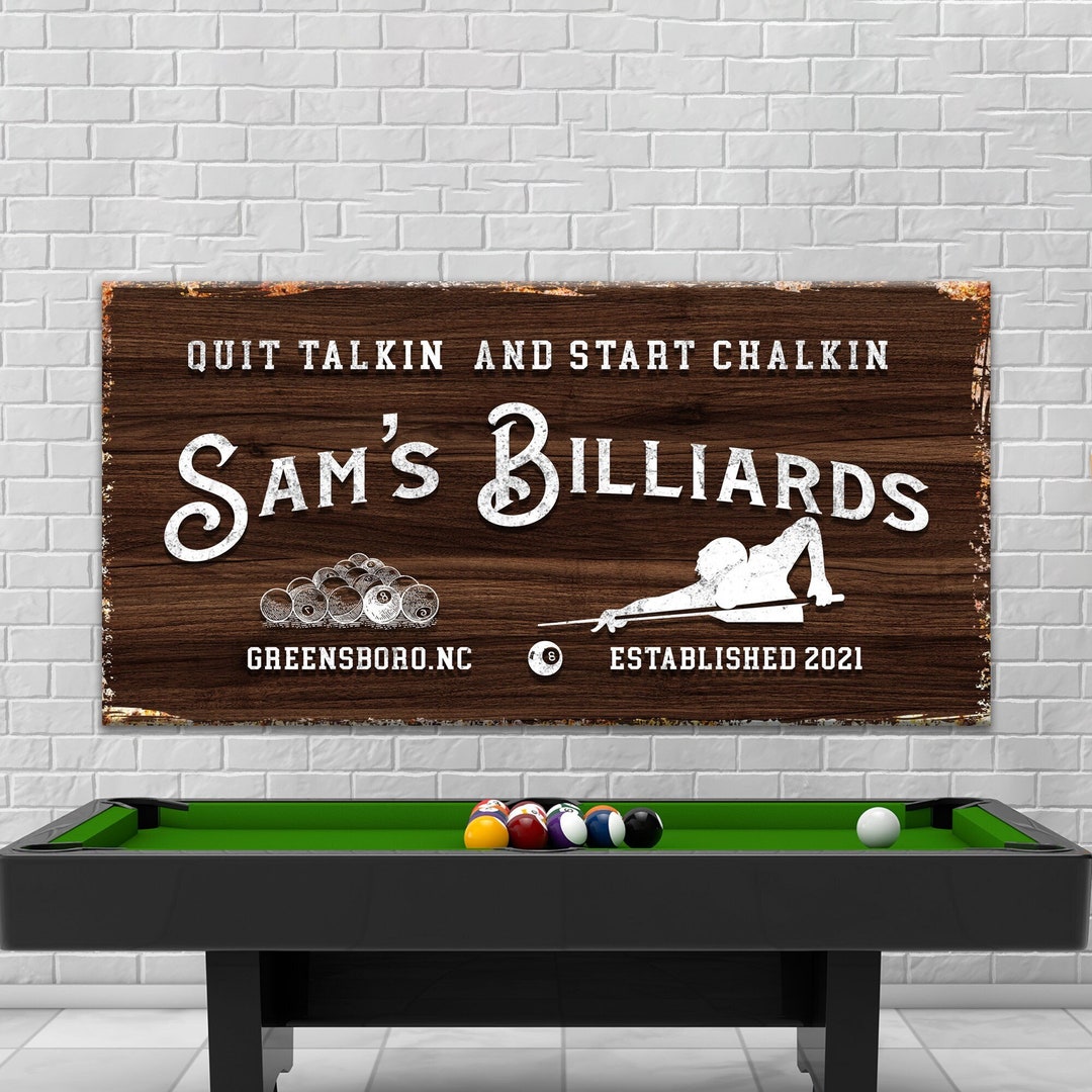 Billiard Sign | Personalized Playroom Wall Art | Pool Table Sign Gift ...