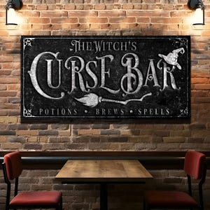 Halloween Decor | Curse Bar Canvas Sign | Spooky Halloween Sign ...
