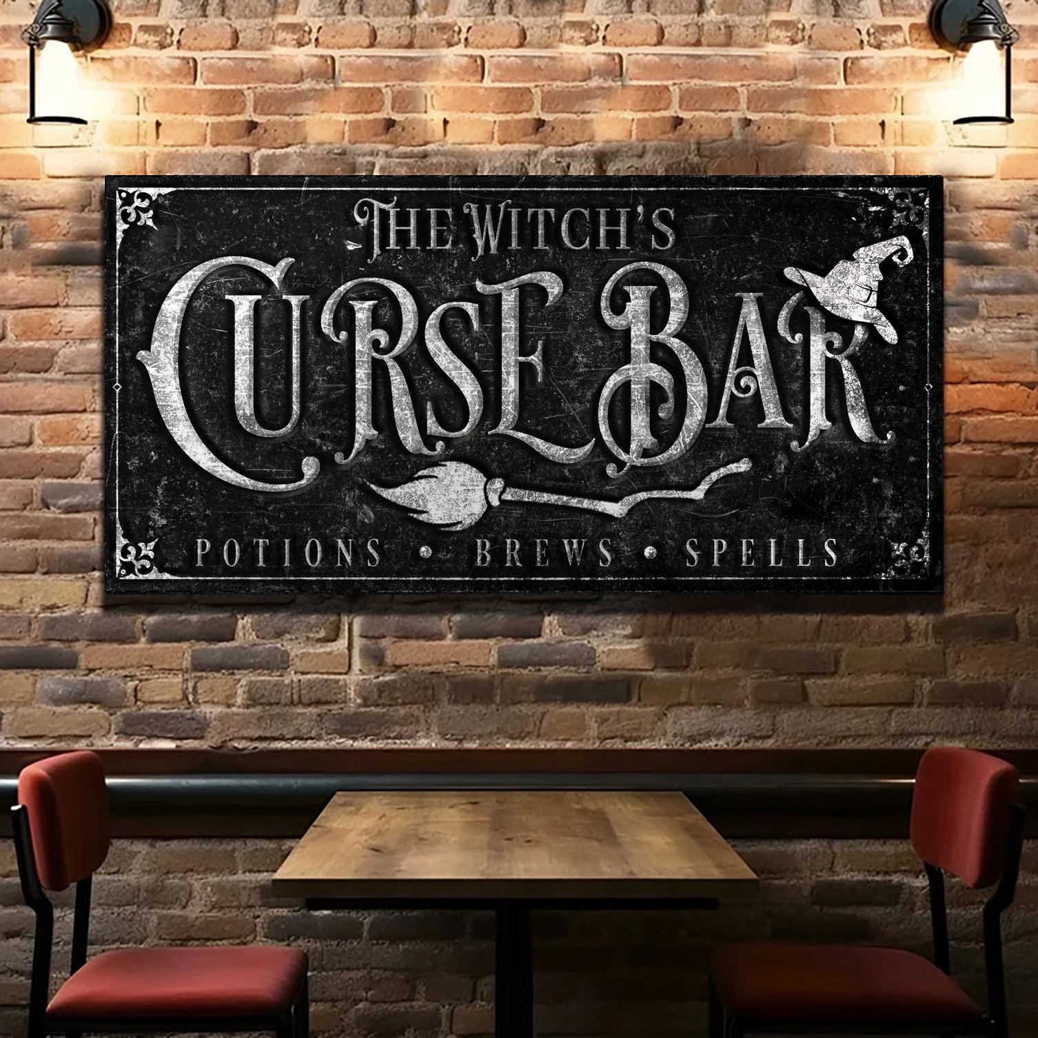 Halloween Decor | Curse Bar Canvas Sign | Spooky Halloween Sign ...