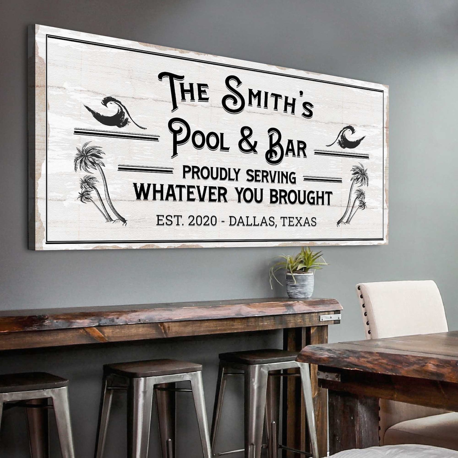 Pool Signs for Outdoor Personalized Canvas, Pool Bar Sign Canvas, Pool ...