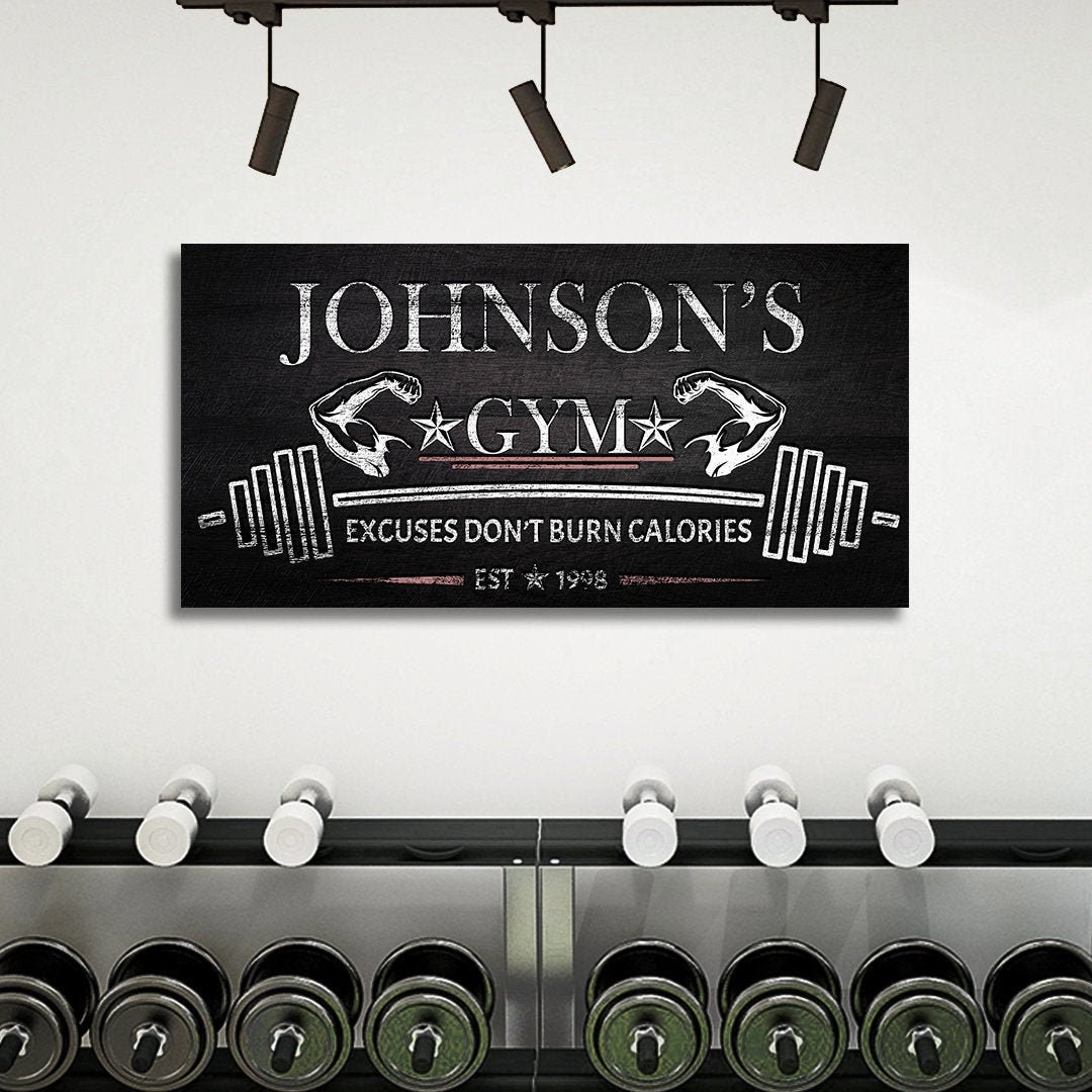 Gym Sign | Custom Large Canvas | Workout Room Sign | Personalized Gym ...