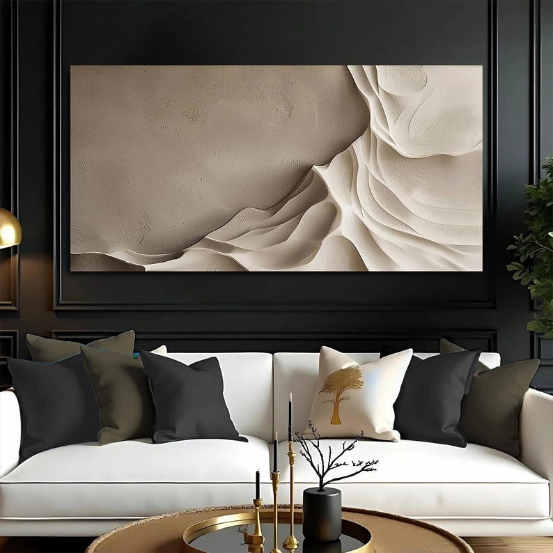 Beige Minimalist Wall Art | Beige Abstract Wall Decor | Contemporary ...