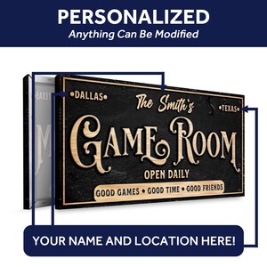 Personalized Game Room Sign | Game Room Wall Art | Gamer Gift Canvas ...