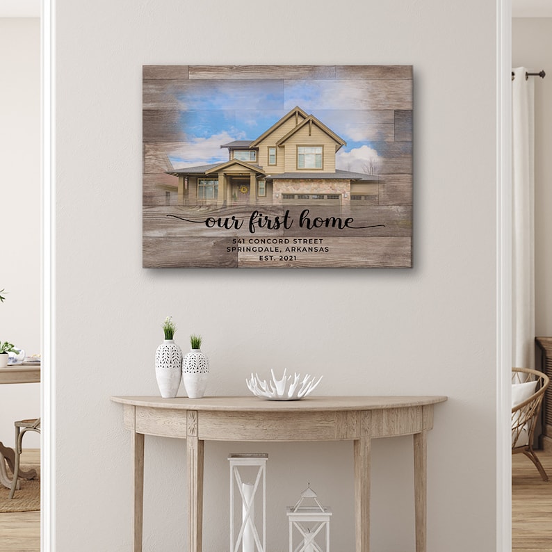 Our First Home Canvas Art | Personalized New Home Gift Wall Art ...