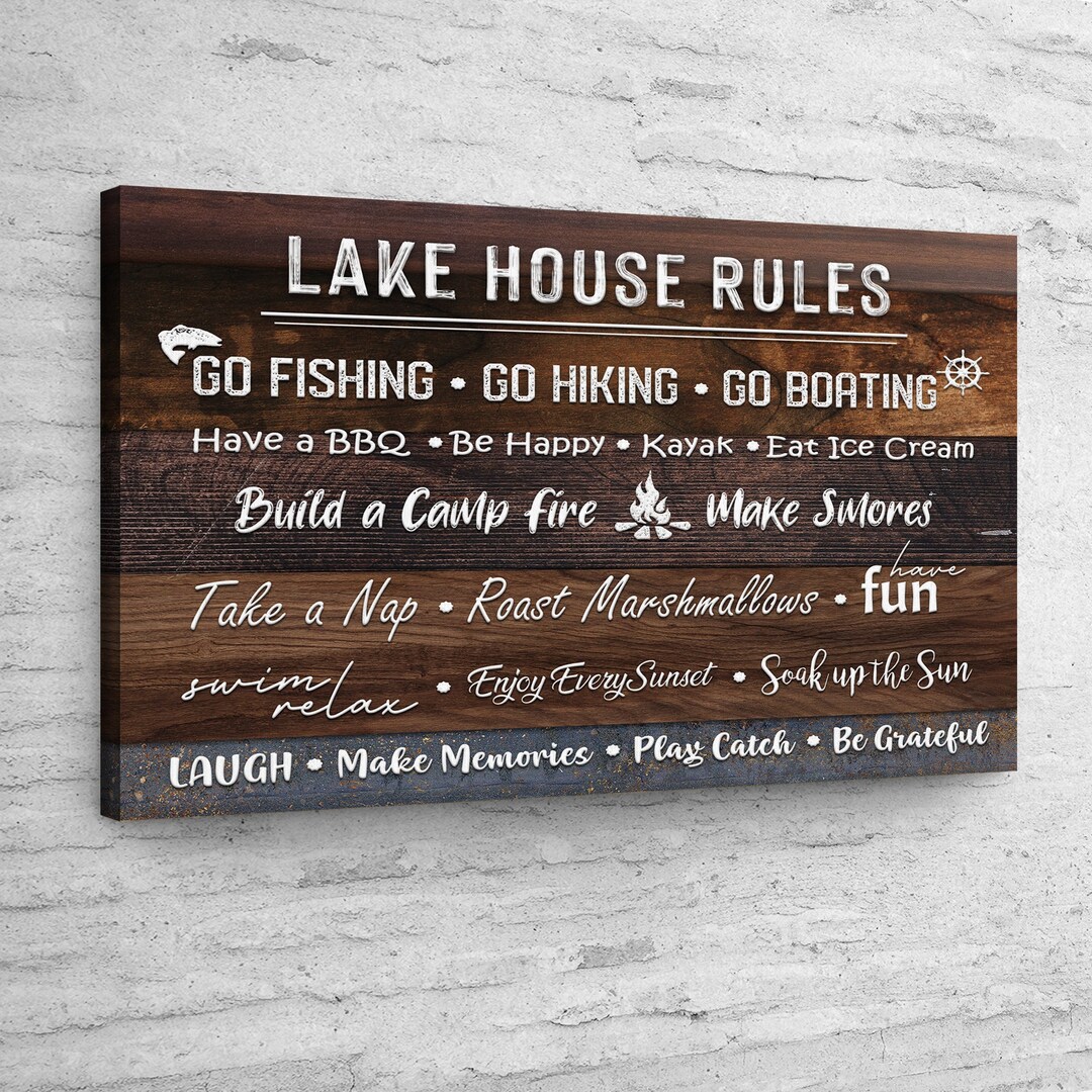 Lake Rules Sign | Lake House Decor | Cabin Wall Art | Lake House Sign ...