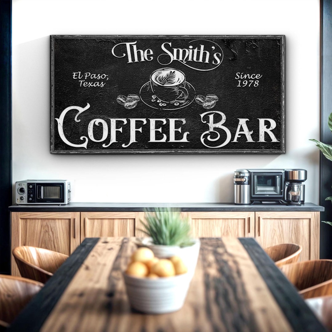 Rustic Coffee Bar Sign | Kitchen Coffee Sign Wall Art | Coffee Bar ...