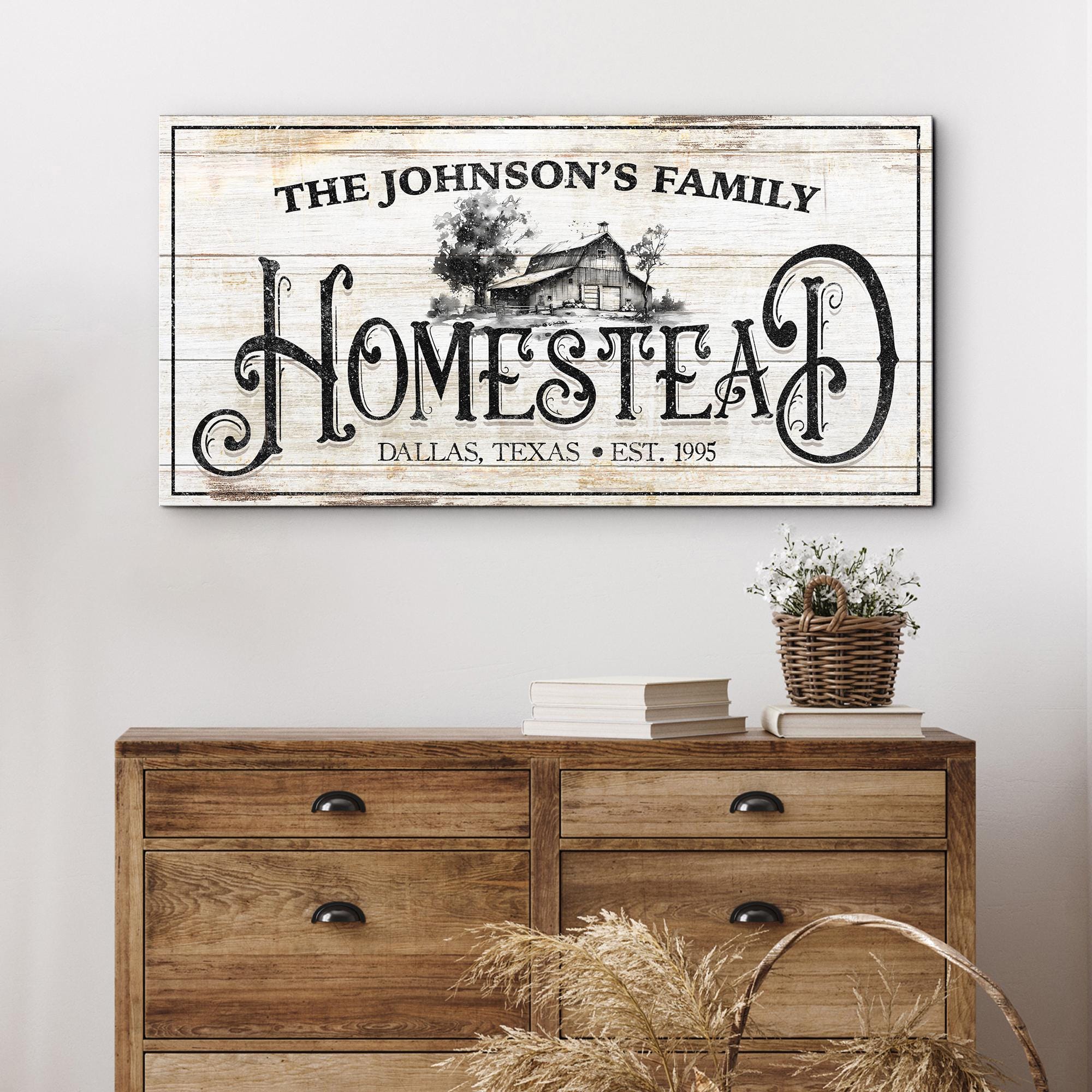 Custom Homestead Sign Decor | Rustic Farmhouse Canvas Sign | Family ...
