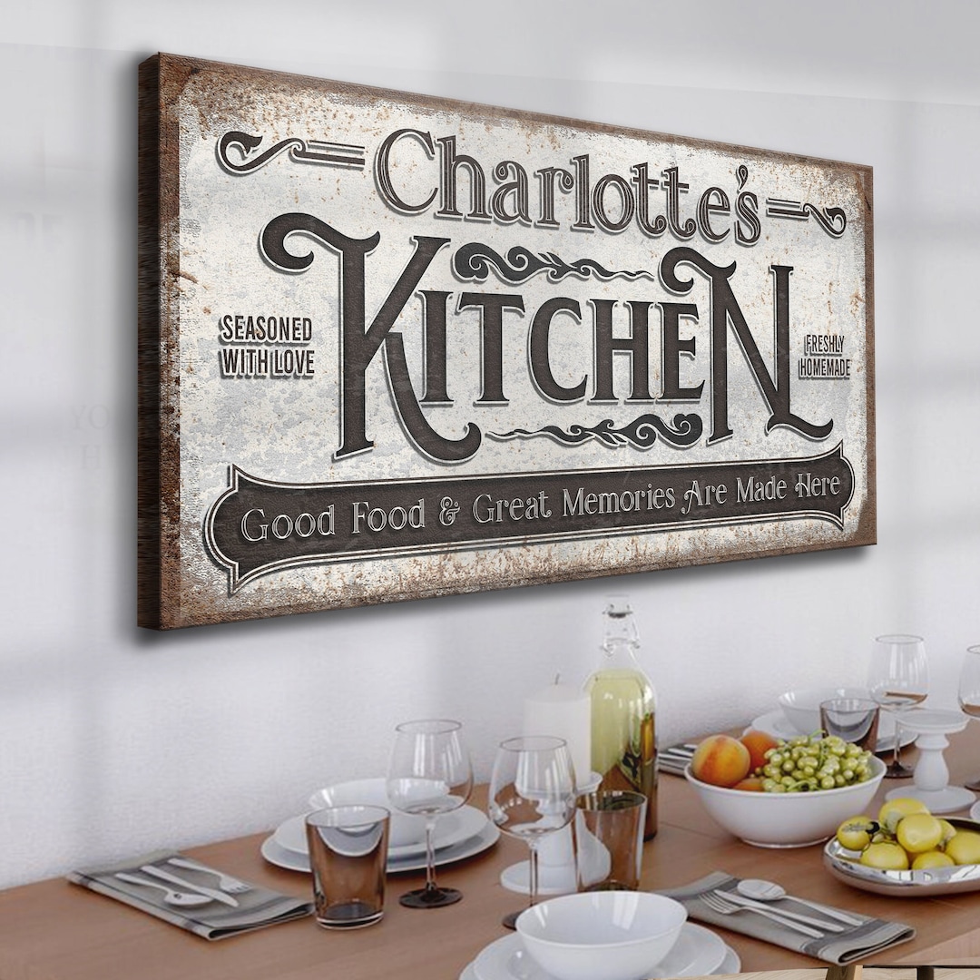 Kitchen Sign Wall Decor | Personalized Kitchen Sign | Rustic Kitchen ...