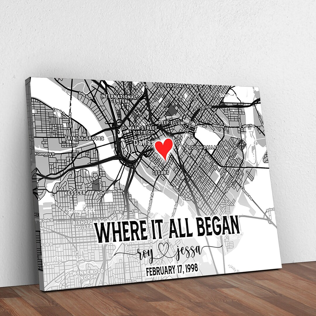 Where It All Began Map Sign | Custom Street Map Couple Sign | Living ...