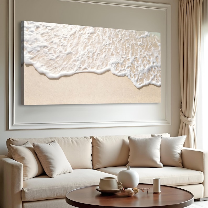 Sandy Waves Wall Art | Modern Beach Decor | Ocean Coastal Wall Art ...