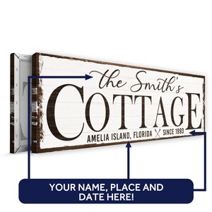 Custom Cottage Sign Decor | Beach House Sign Canvas | Coastal Wall Art ...