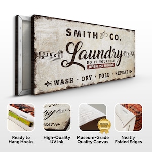 Laundry Signs Custom | Personalized Wash Dry Sign | Wall Art Vintage ...