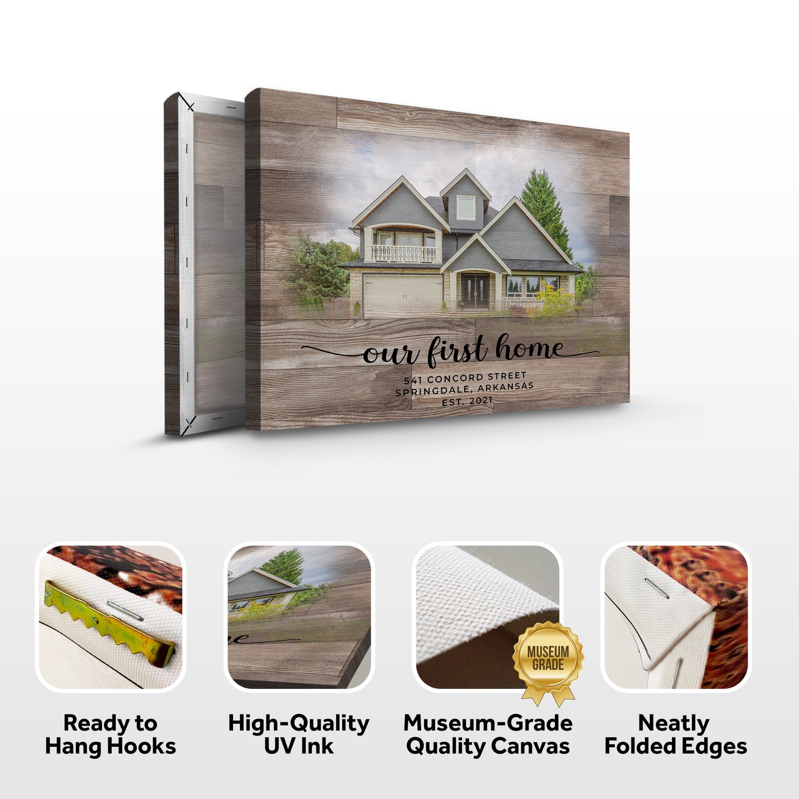 Housewarming Gift First Home, New Home Personalized Canvas Portrait ...