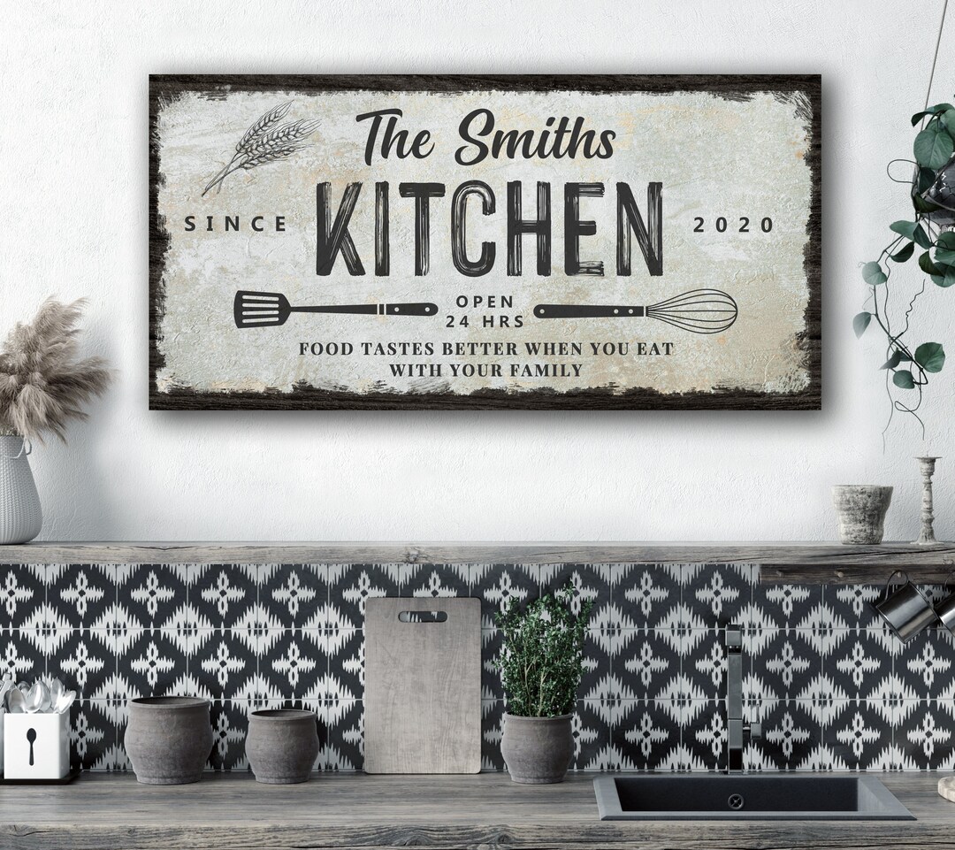 Farmhouse Kitchen Sign | Personalized Kitchen Wall Decor | Kitchen Room ...